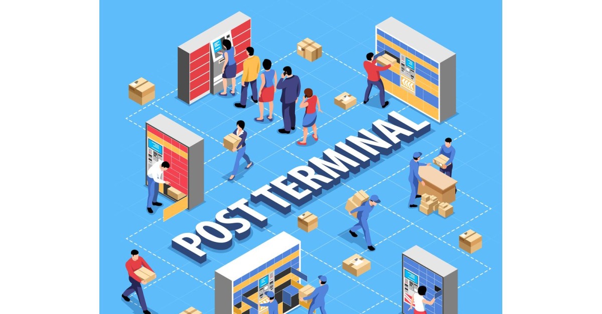 Isometric Post Terminal Flowchart 210310540 Vector Illustration Concept
