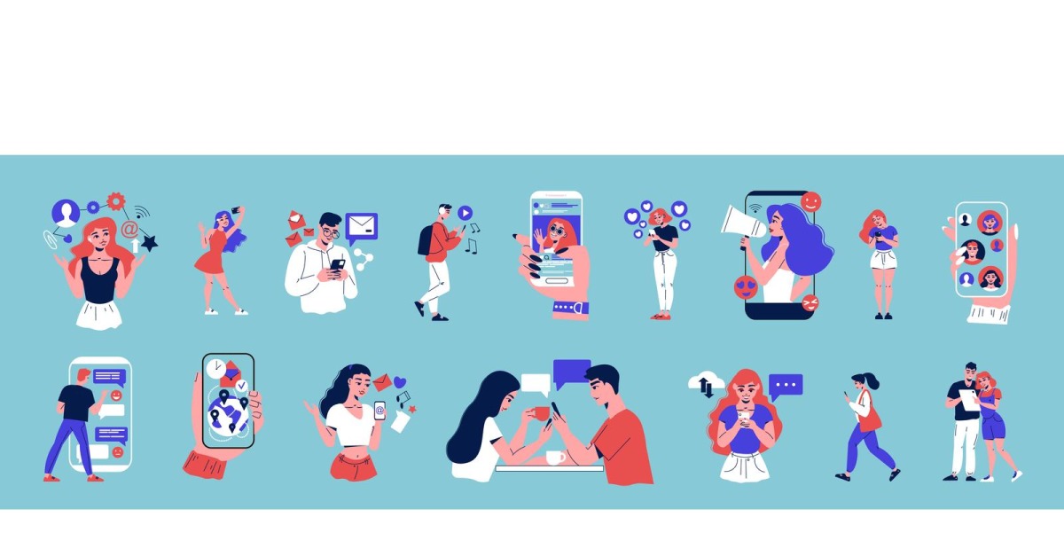 Social Network Color Set 210260530 Vector Illustration Concept