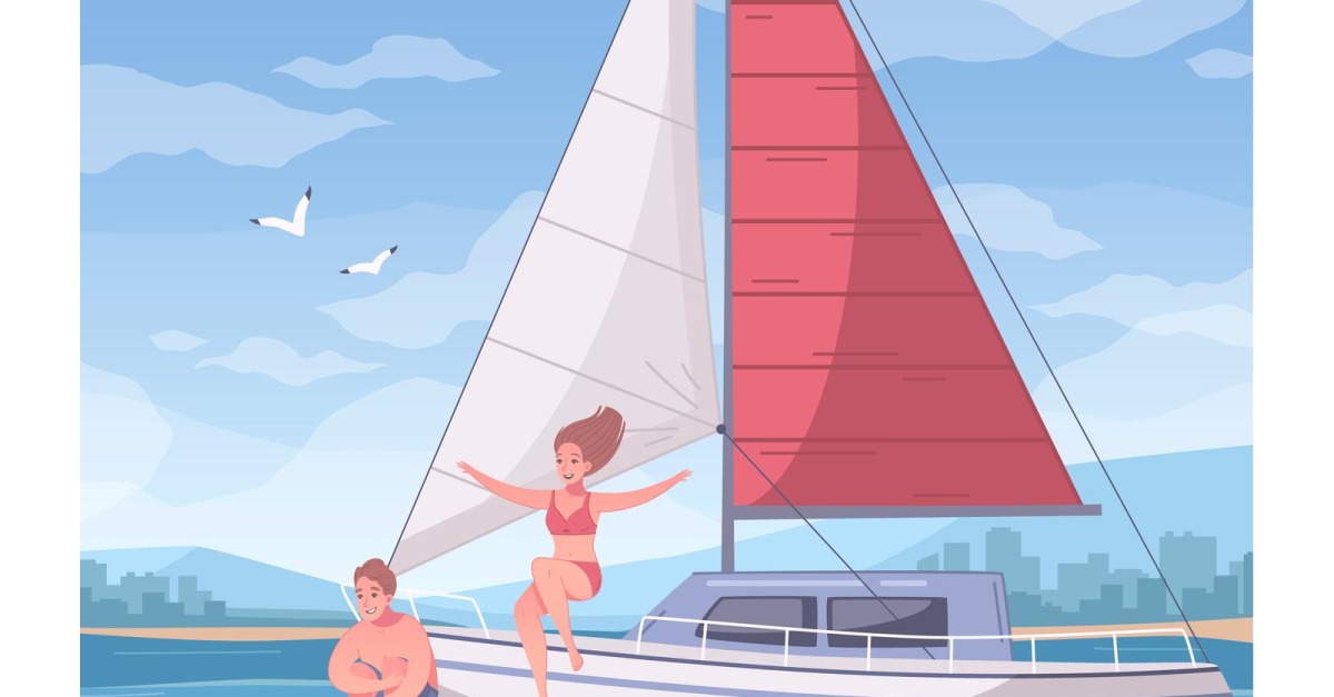 Conjunto de dibujos animados de yates 210220304 Concepto de ilustración ...