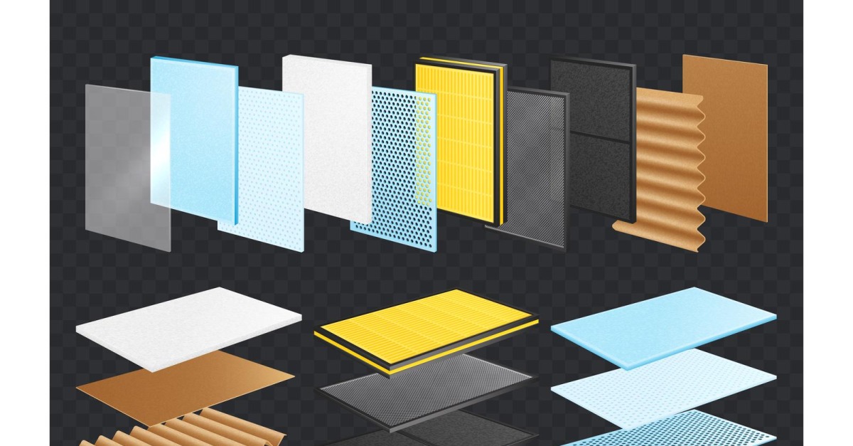 Layered Materials Realistic Set 210230927 Vector Illustration Concept