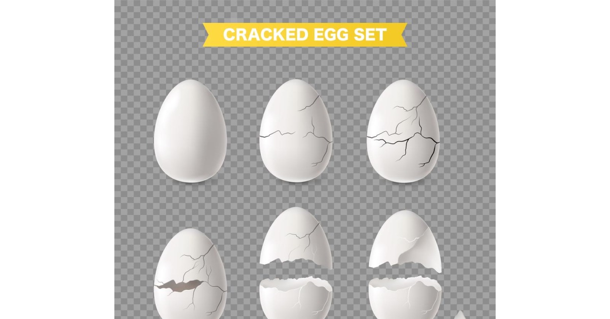 Realistic Cracked Egg Transparent Set 210230503 Vector Illustration Concept