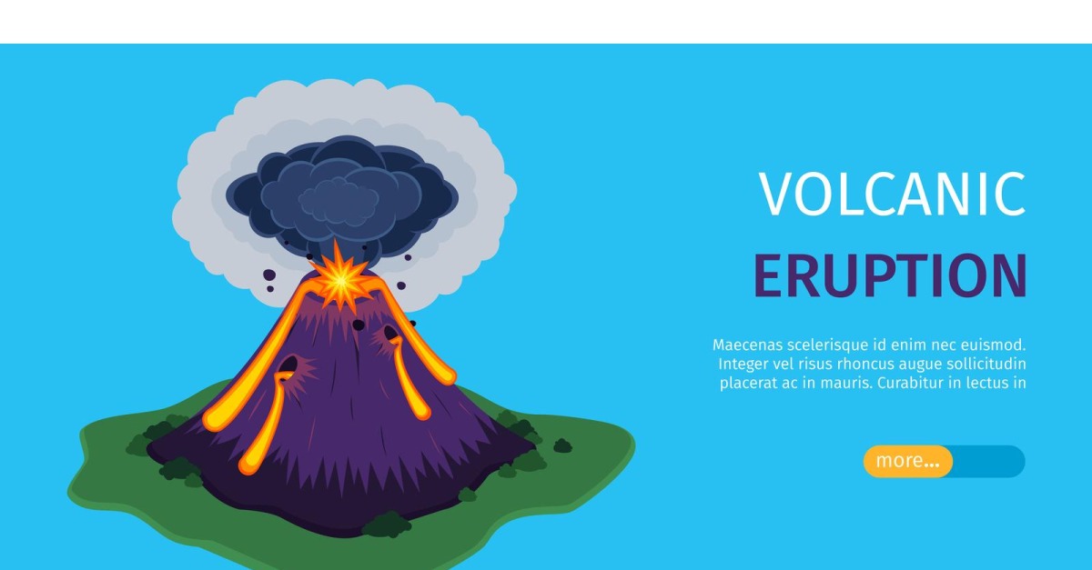 Volcano Eruptions Horizontal Banner 210250415 Vector Illustration Concept