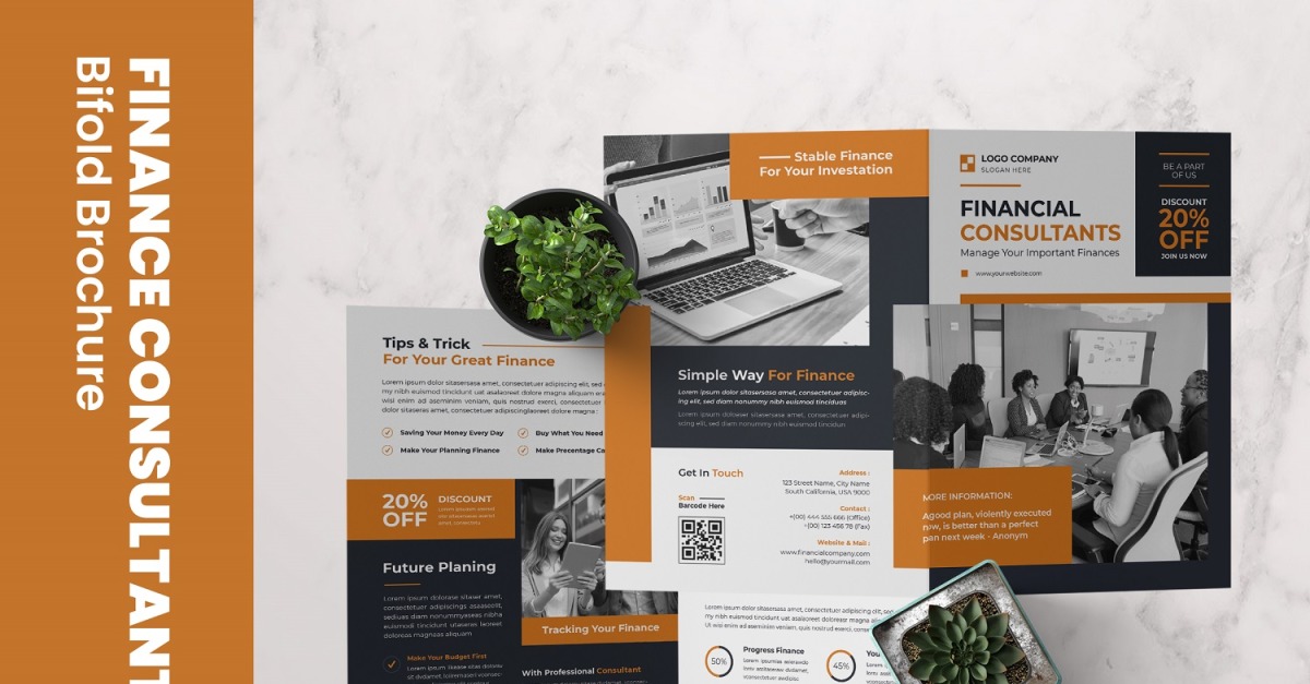 Finance Consultant Bifold Brochure #210645 - TemplateMonster