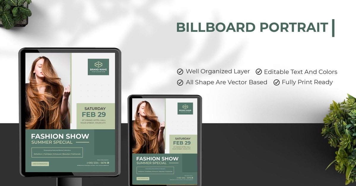Green Fashion Show Billboard Portrait - TemplateMonster