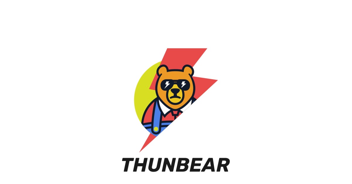 Logotipo da mascote simples do Thunder Bear - TemplateMonster