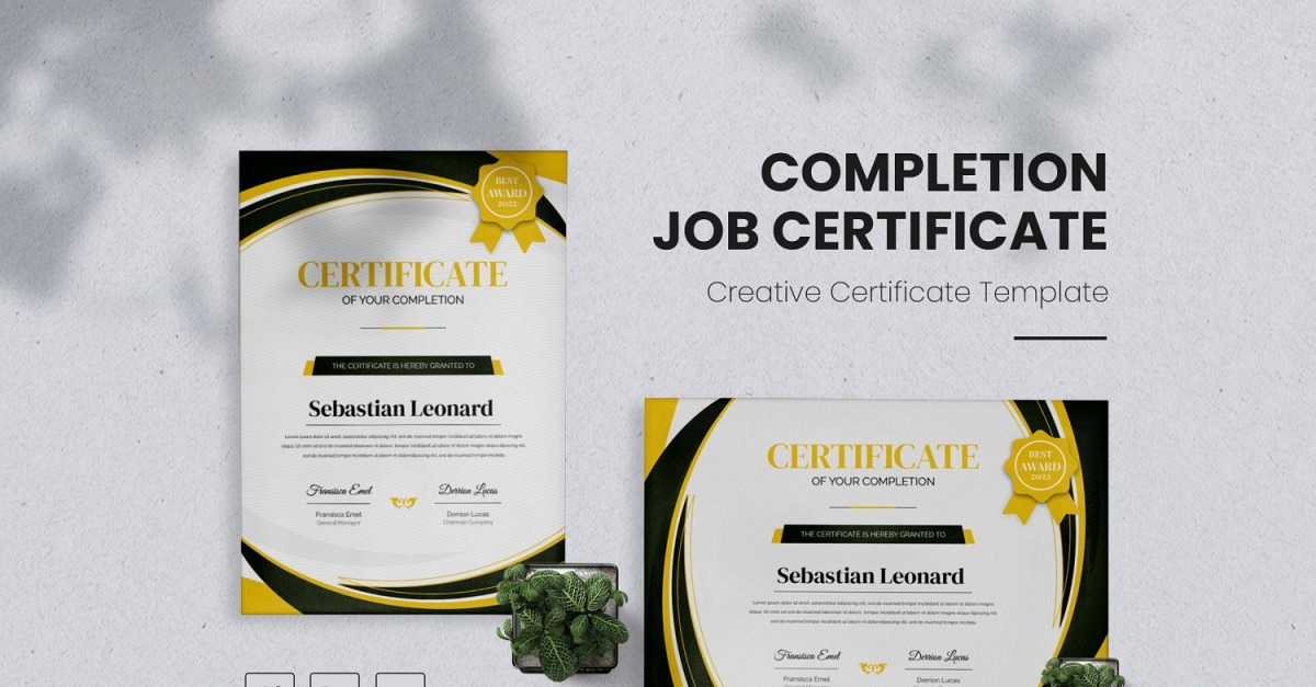 Completion Job Certificate #210758 - TemplateMonster