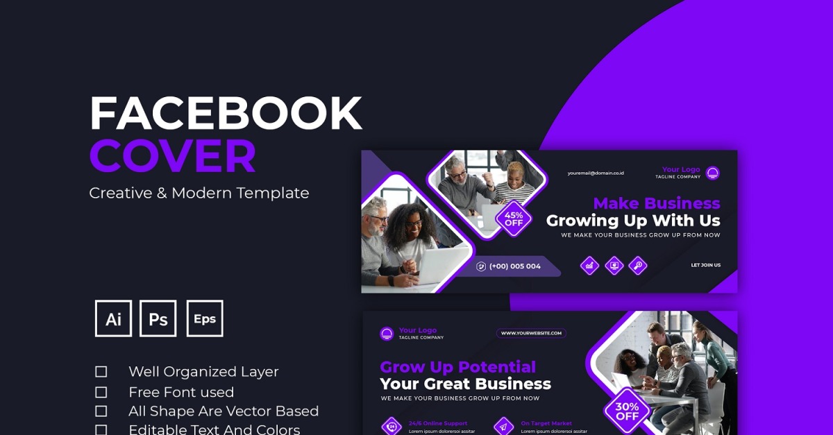 Growing Business Facebook Cover #210710 - TemplateMonster