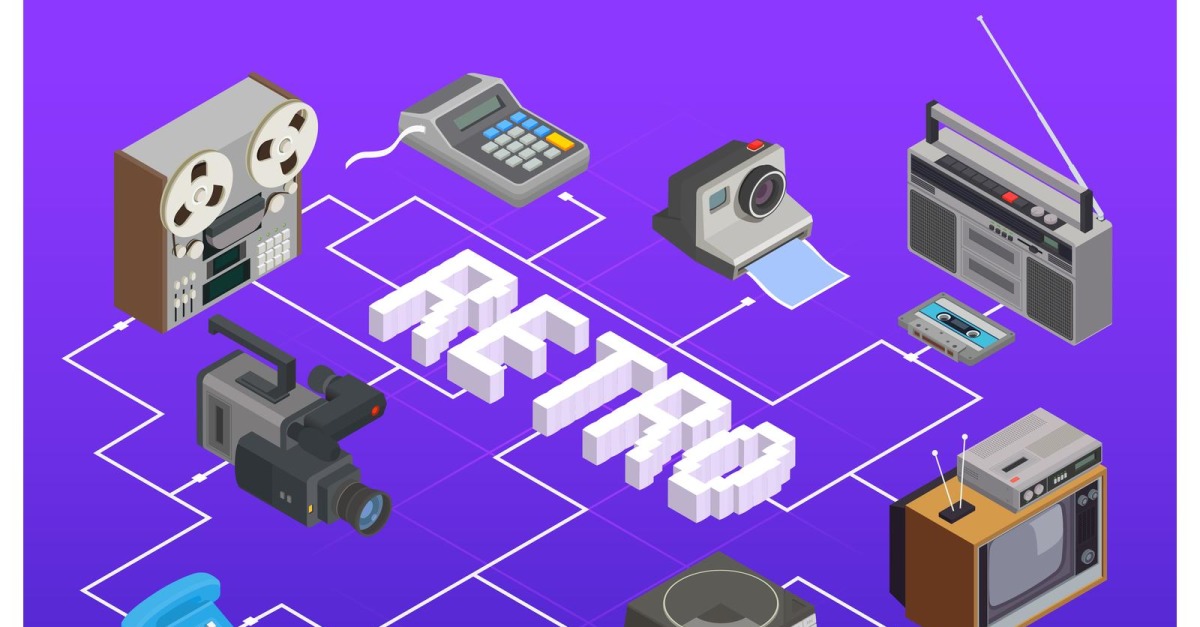 Retro Devices Isometric-01 201020144 Vector Illustration Concept
