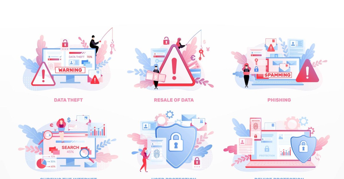 Datenschutz-Tag-Icons-flaches Set 210130901 Vektor-Illustrations-Konzept