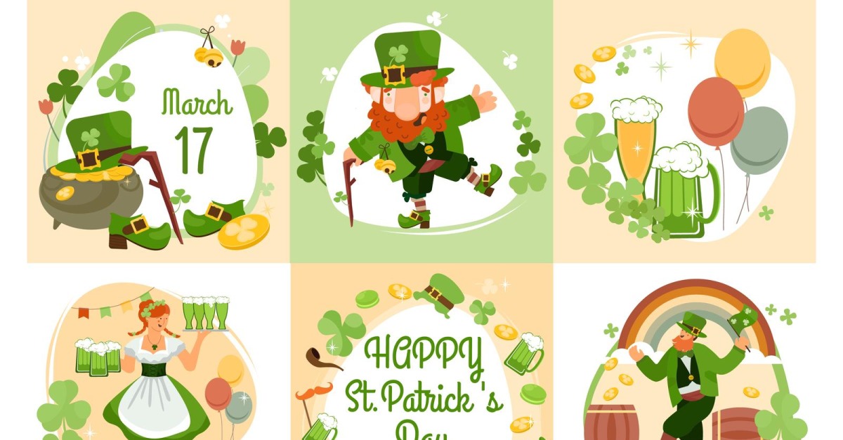 Patrick Day Kompositionssatz flach 210160208 Vektor-Illustration-Konzept