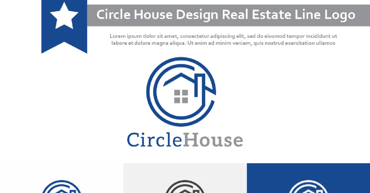 Circle House Design Solution Real Estate Line Logo