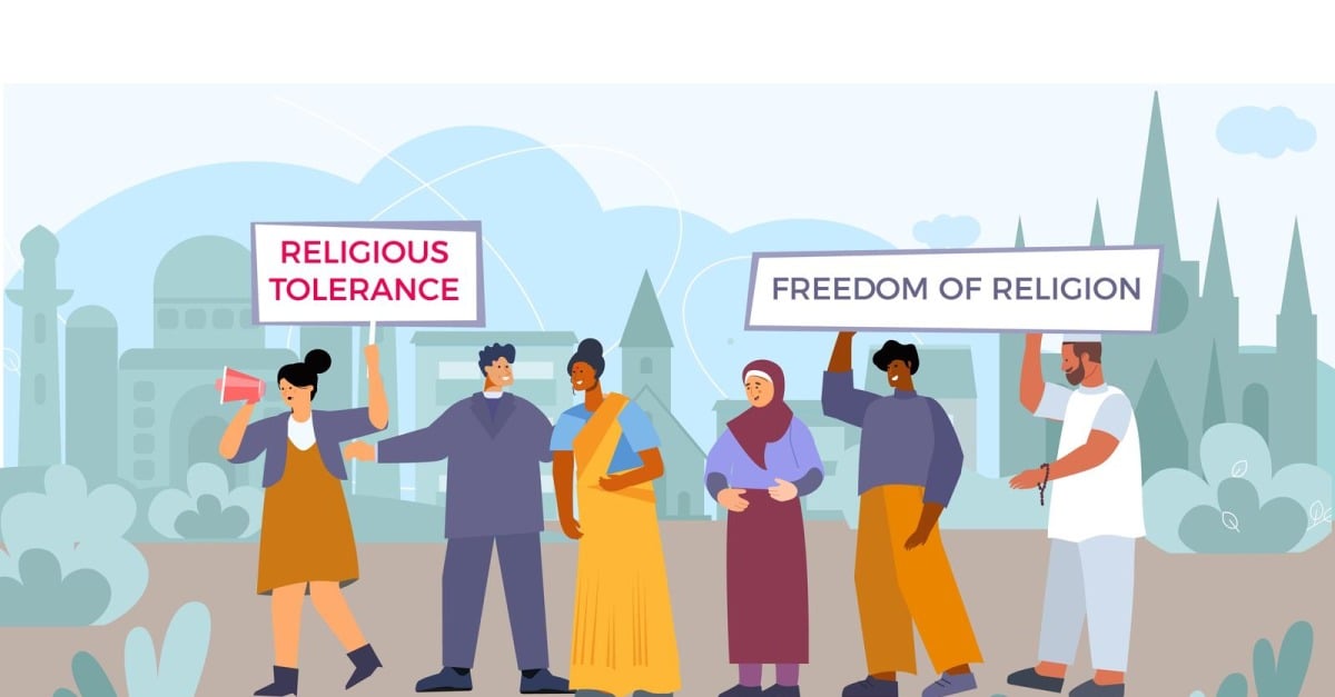 Discrimination, religion, plat, 210160217, vecteur, illustration, concept