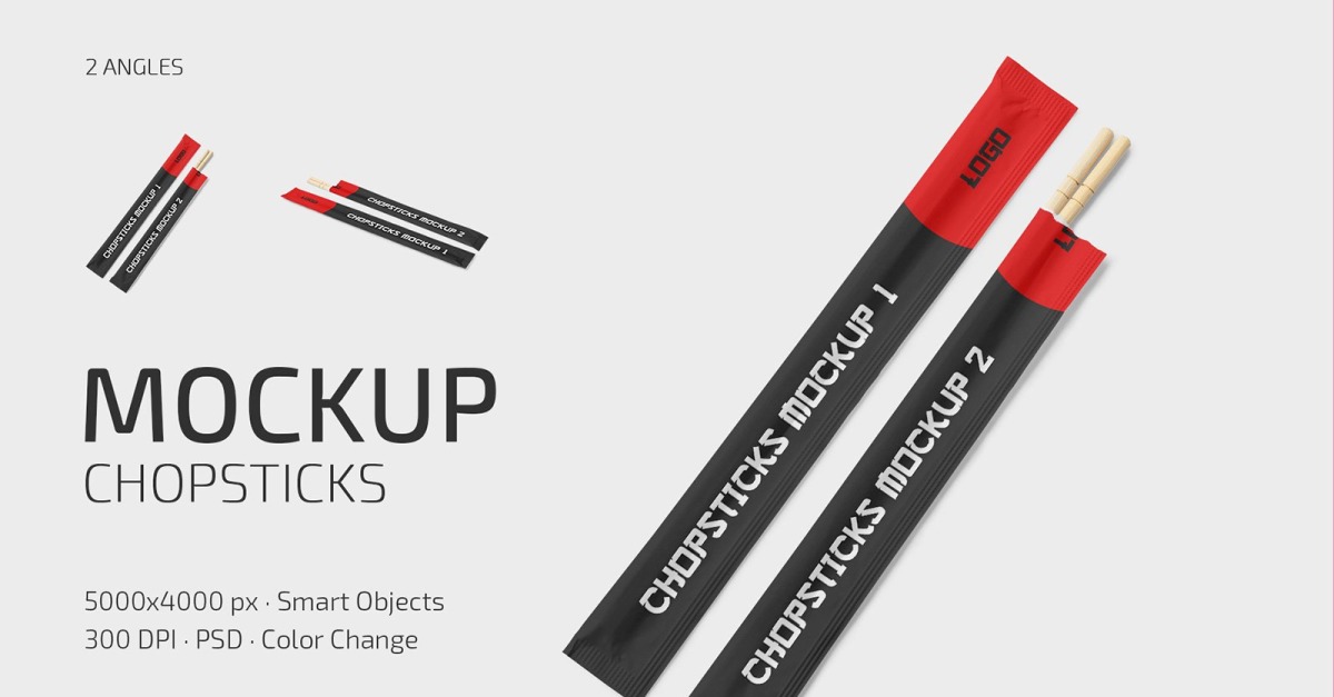 Chopsticks Packaging Mockup Set #211518 - TemplateMonster