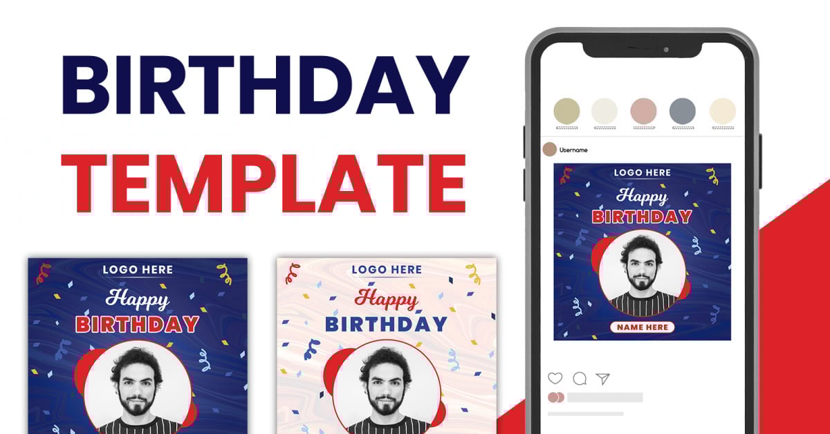 Creative & Modern Happy Birthday Social Media Post Template | Flyer Design
