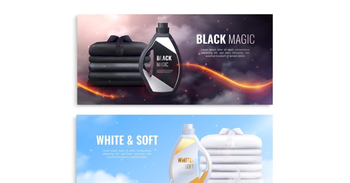 Clothes Stack Washing Banners Realistic 201030905 Vector Illustration ...