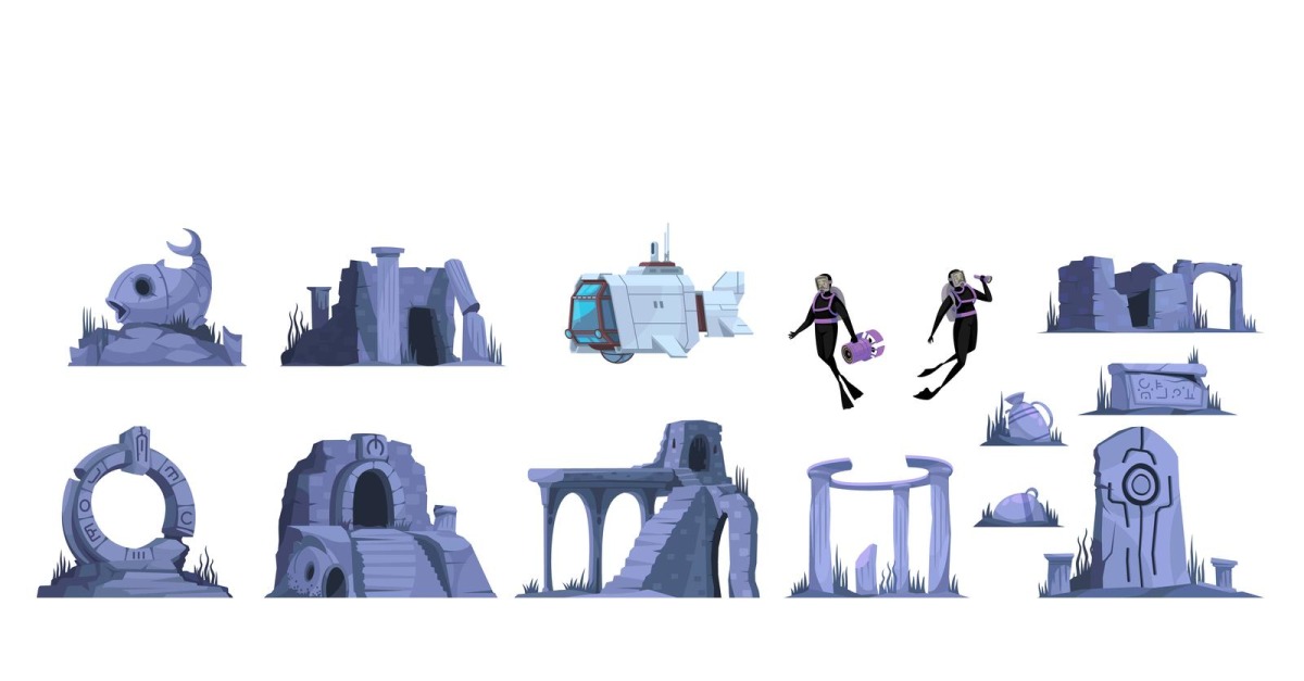 Atlantis Ocean Set 201212623 Concept d'illustration vectorielle