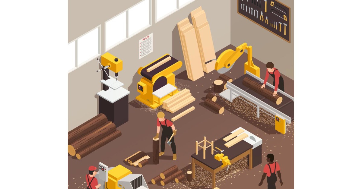 Sawmill Timber Mill Lumberjack Isometric 200910118 Vector Illustration ...