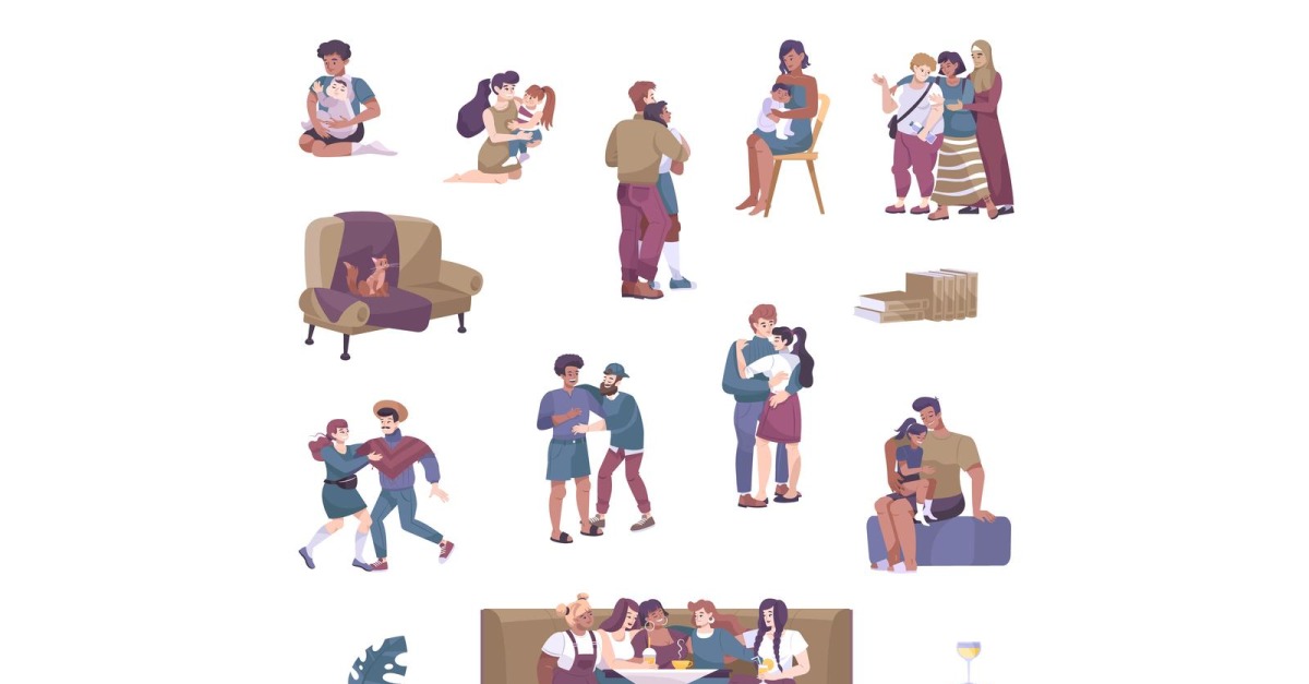 Hug Set Flat 201150721 Vector Illustration Concept