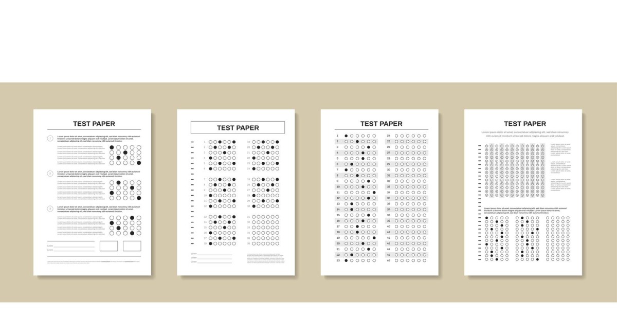 Realistic Test Paper Set 201151810 Vector Illustration Concept