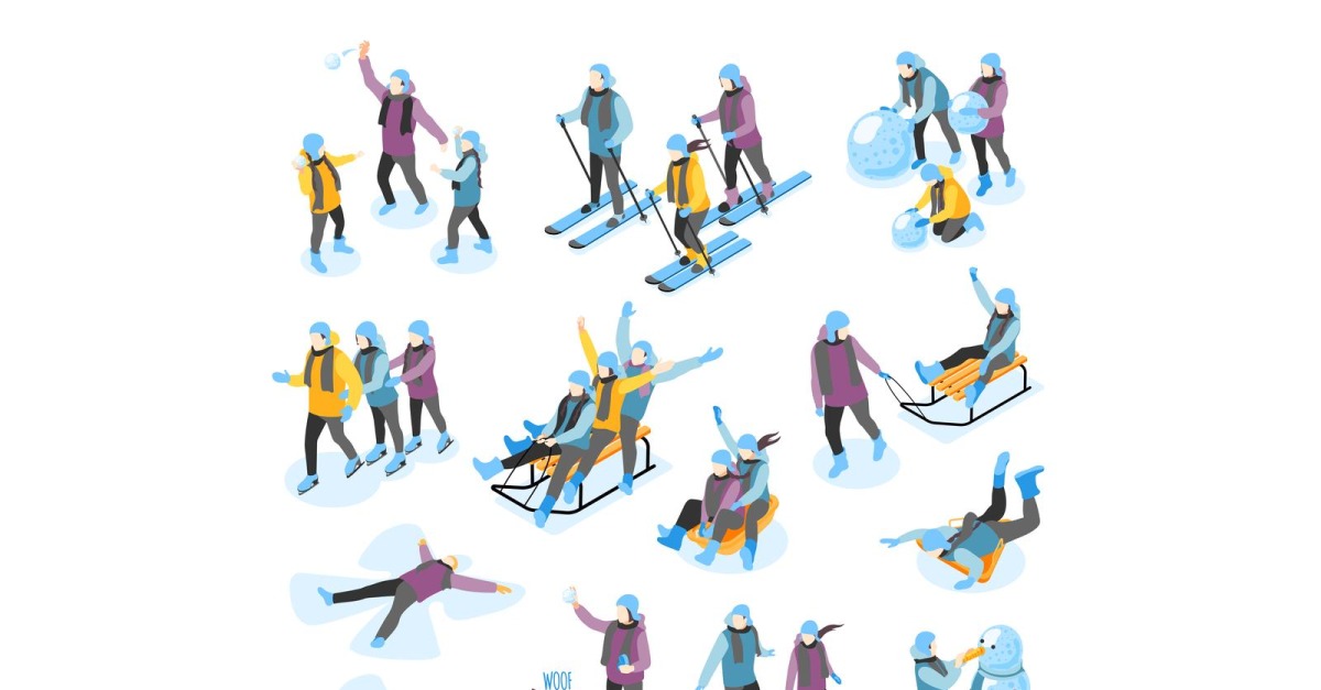 Winter Fun Isometric Recolor 201130133 Vector Illustration Concept