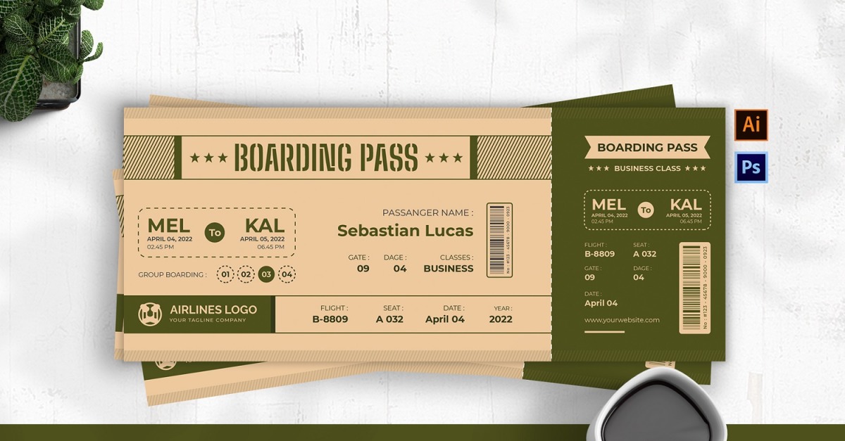 Classic Vintage Boarding Pass #212296 - TemplateMonster