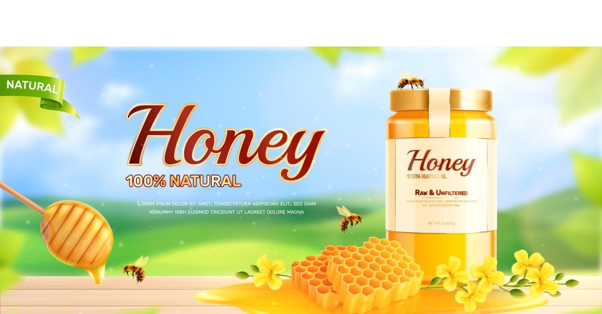 Honey Realistic Advertising Composition 210130909 Vector Illustration ...