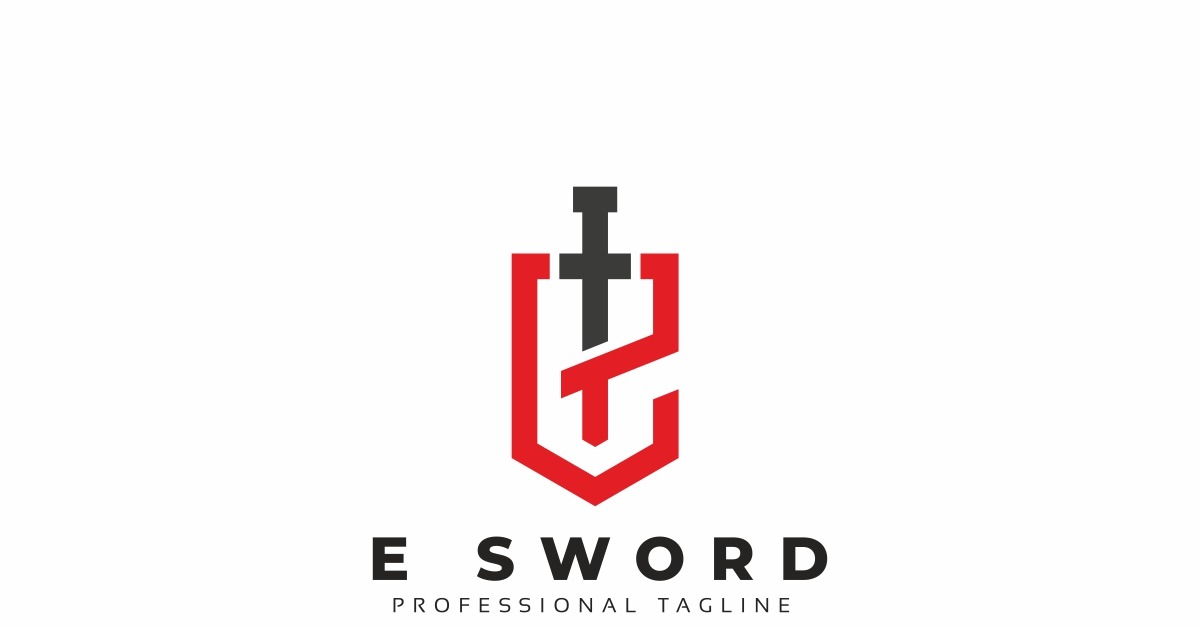 Modelo de logotipo de espada E Letter - TemplateMonster