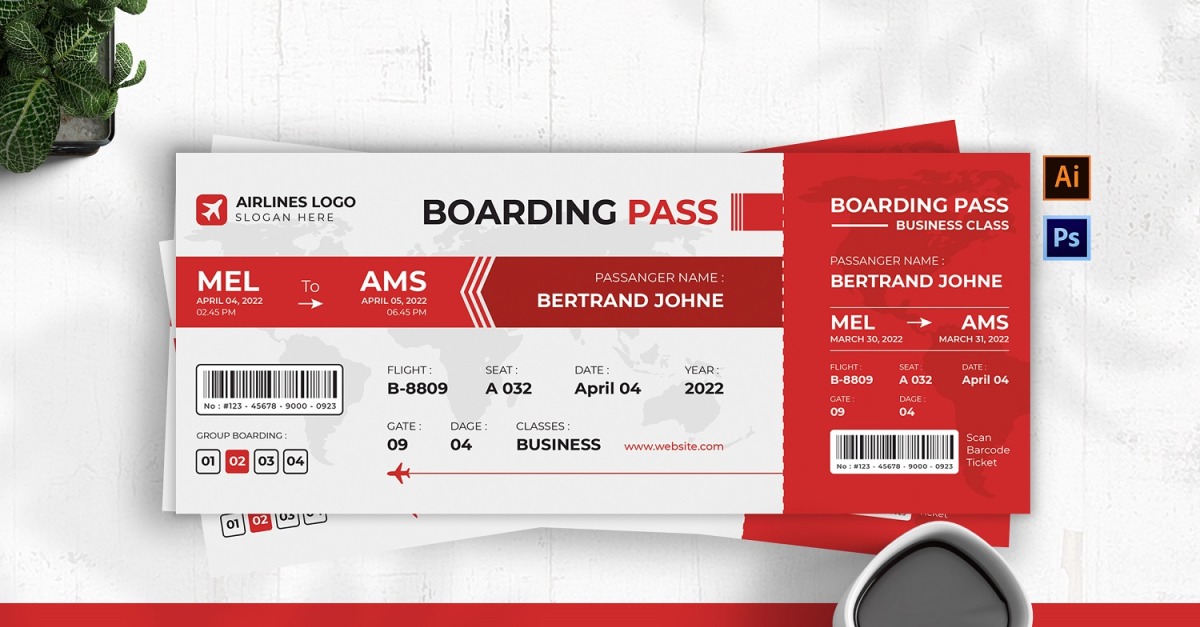 Redline Concept Boarding Pass #212294 - TemplateMonster