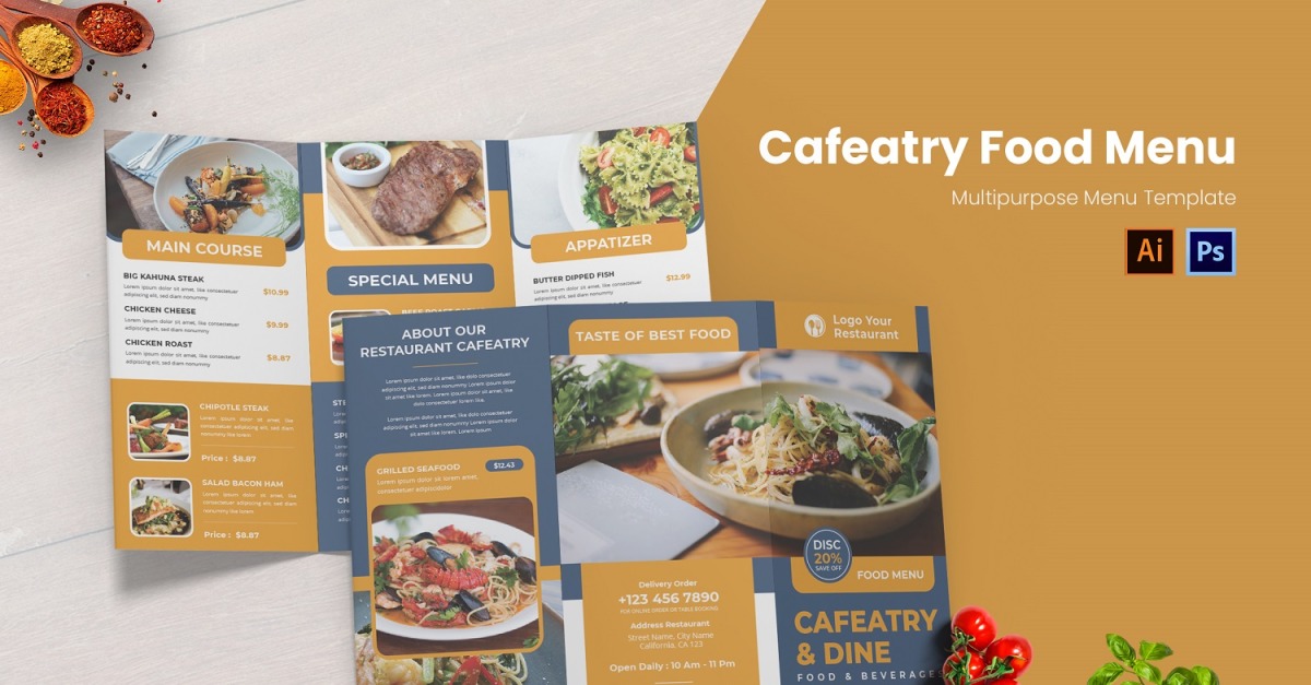 Blackwhite Concept Food Menu Template - TemplateMonster