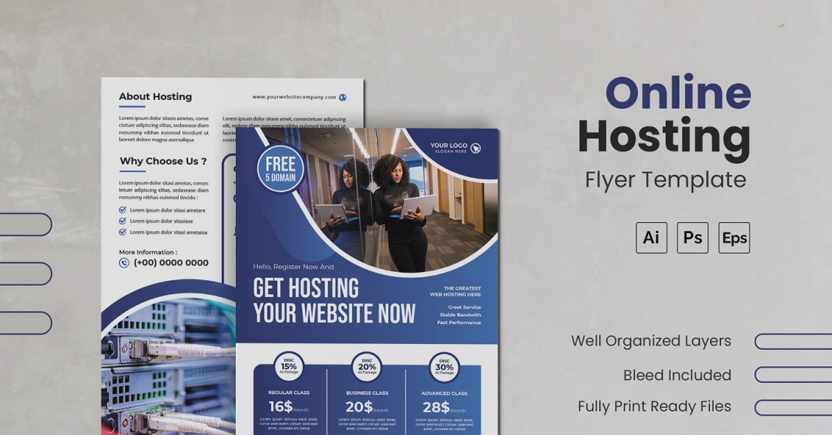 Online Hosting Flyer Template #212359 - TemplateMonster