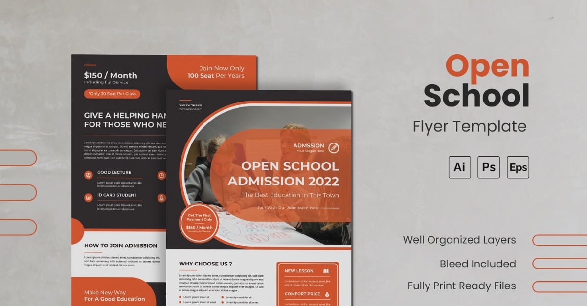 Open School Flyer Template #212358 - TemplateMonster