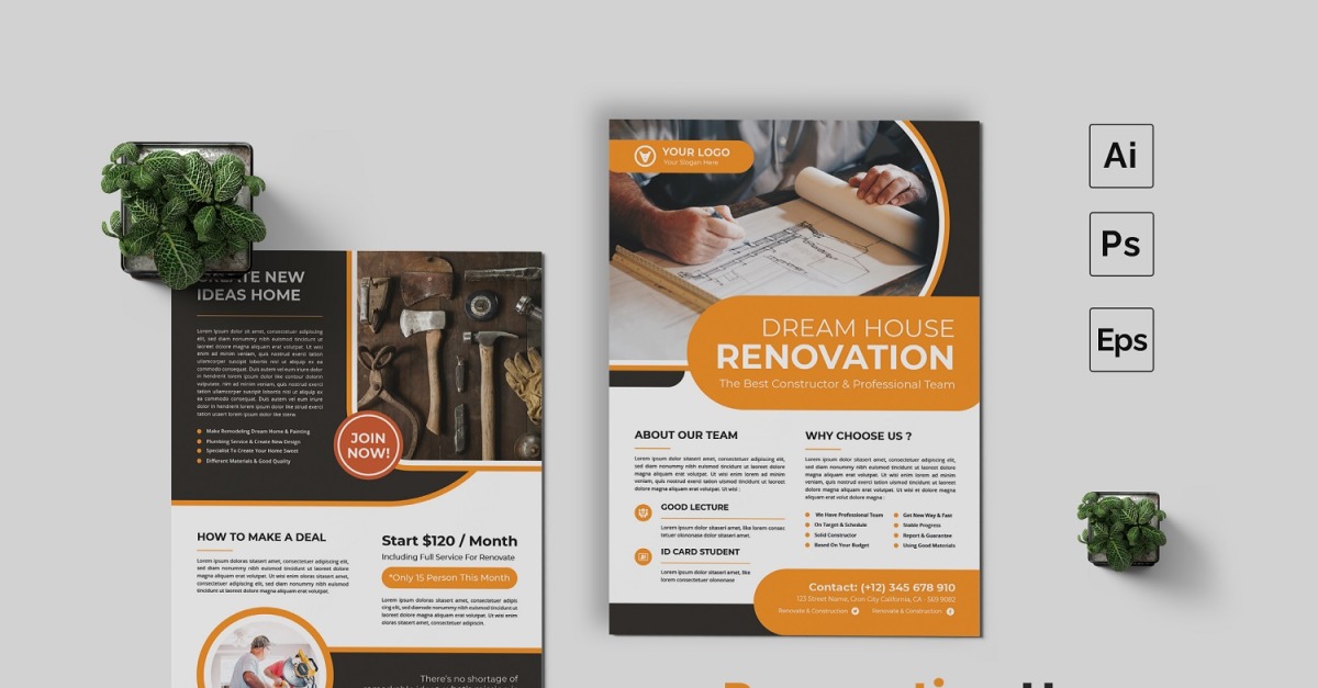 Renovation Home Flyer Template #212375 - TemplateMonster