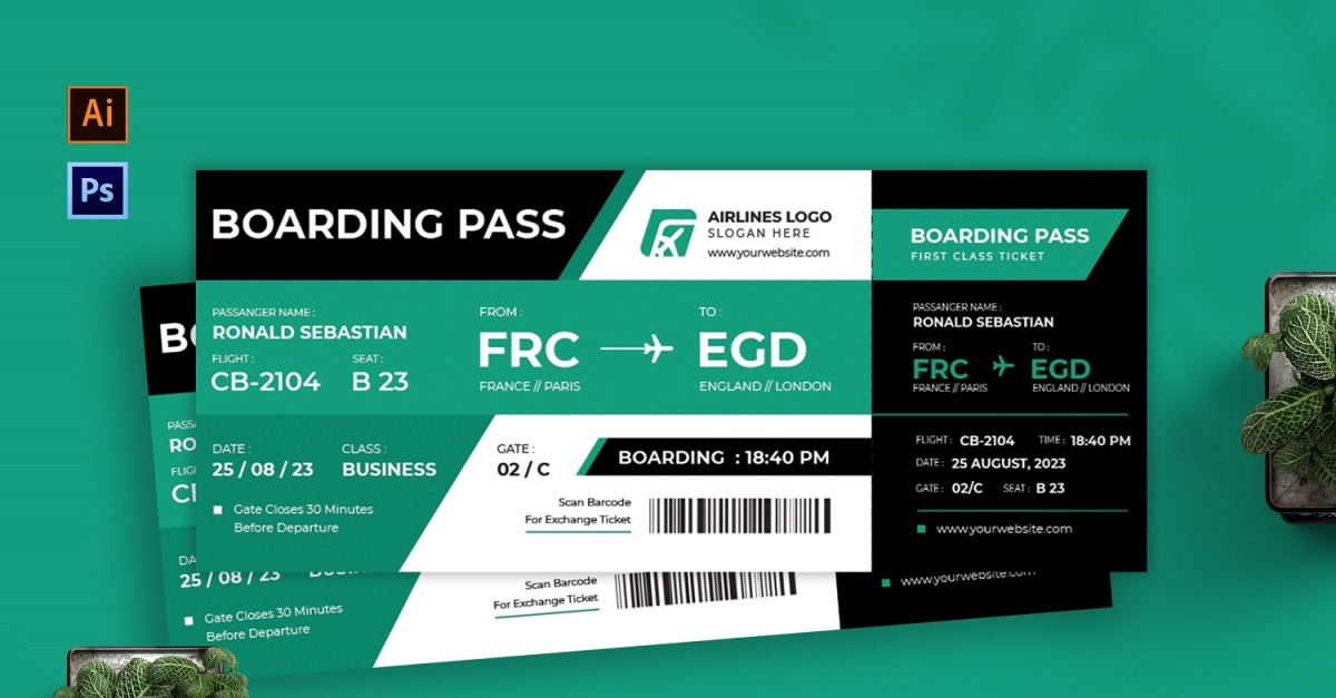Ticket Transport Boarding Pass #212311 - TemplateMonster
