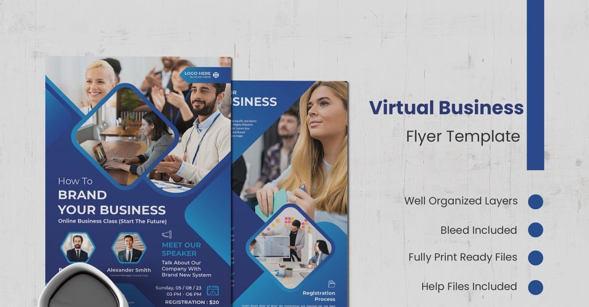 Virtual Business Class Flyer #212332 - TemplateMonster