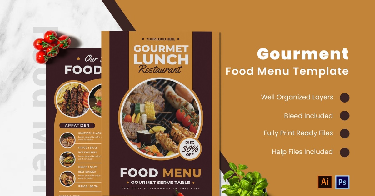 Gourmet Food Menu Template #212422 - TemplateMonster