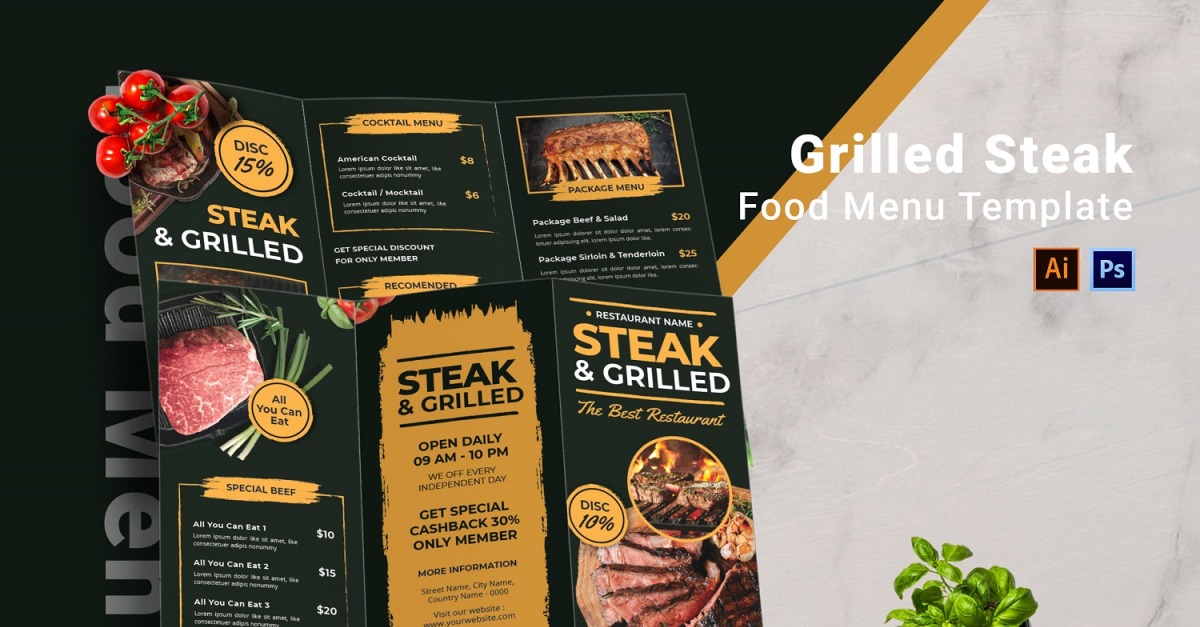 Grillad biff mat meny mall #212425 - TemplateMonster