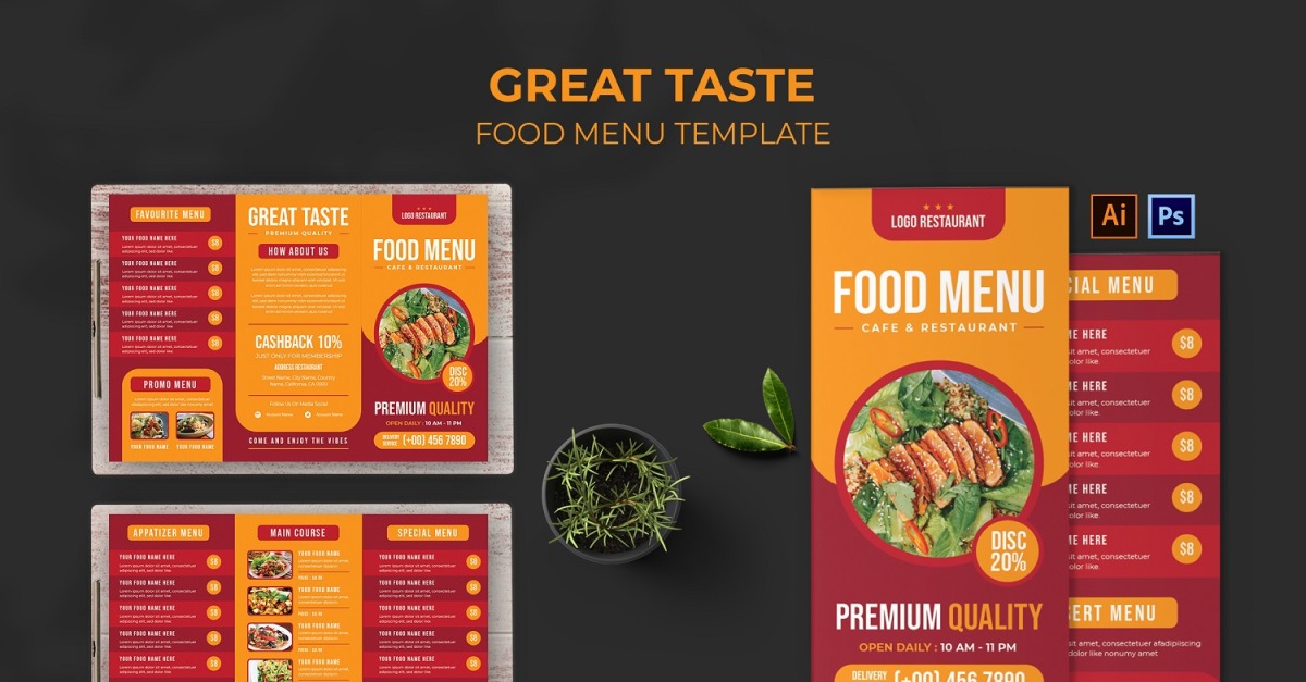 Harika Lezzet Yemek Menü Şablonu #212415 - TemplateMonster