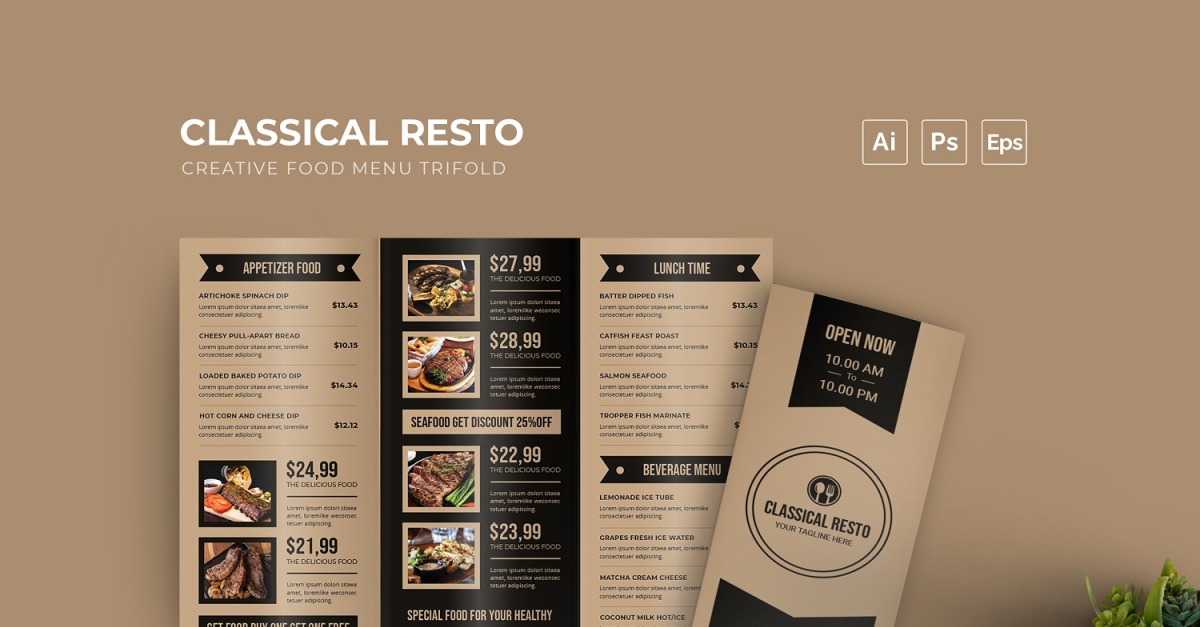 Klasik Resto Yemek Menü Şablonu #212441 - TemplateMonster