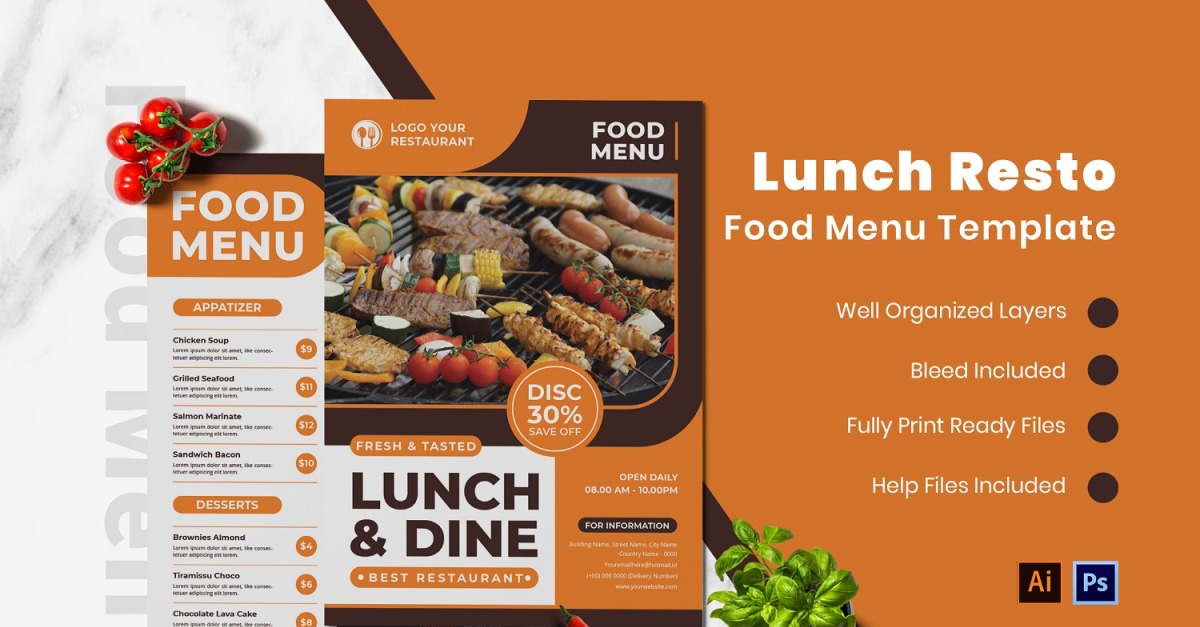 Mittag- und Abendessen Speisekarte #212420 - TemplateMonster