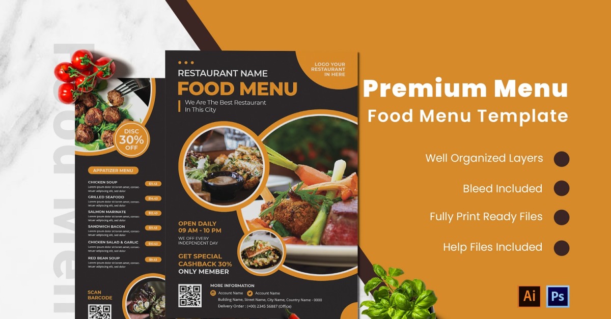 Premium Menü Yemek Menü Şablonu #212421 - TemplateMonster