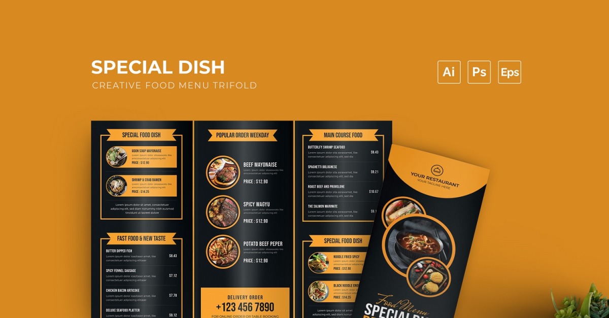 Yellow Special Dish Food Menu #212440 - TemplateMonster
