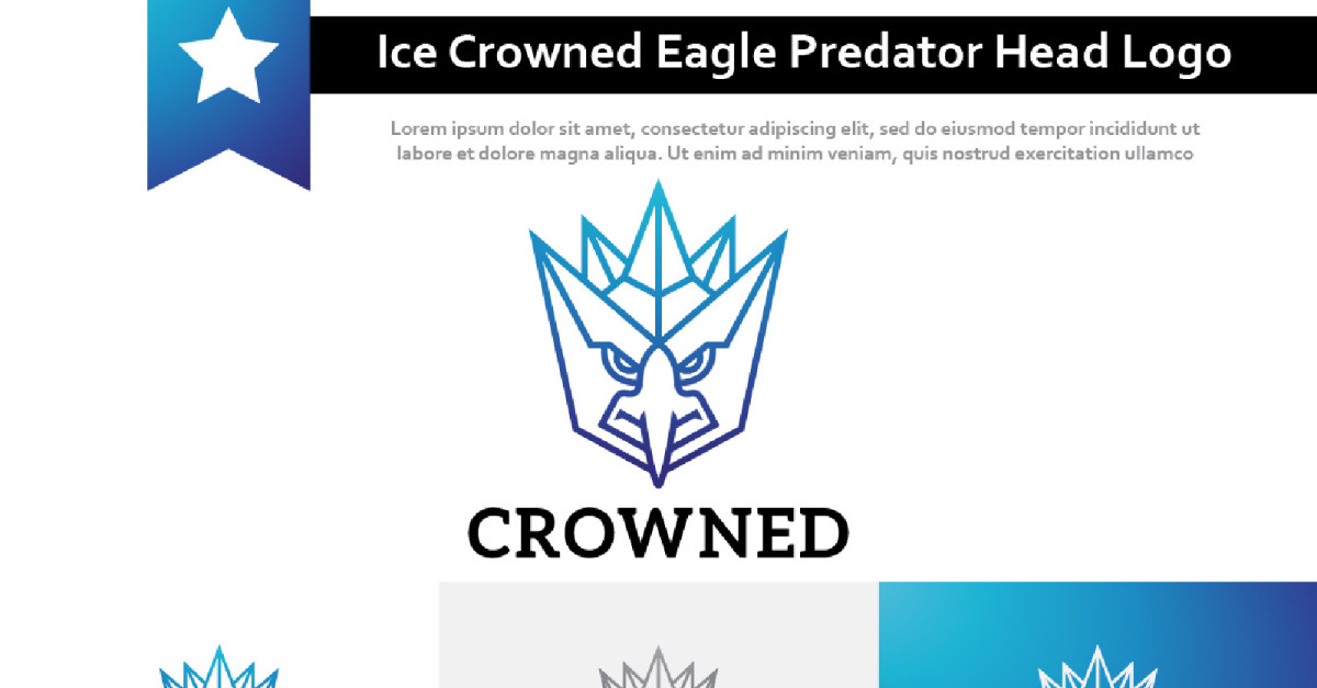 Ice Crowned Harpy Eagle Bird Animal Predator Head Logo