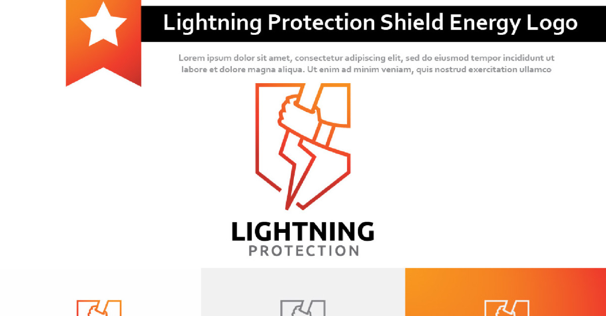 Lightning Protection Shield Safety Power Energy Line Logo