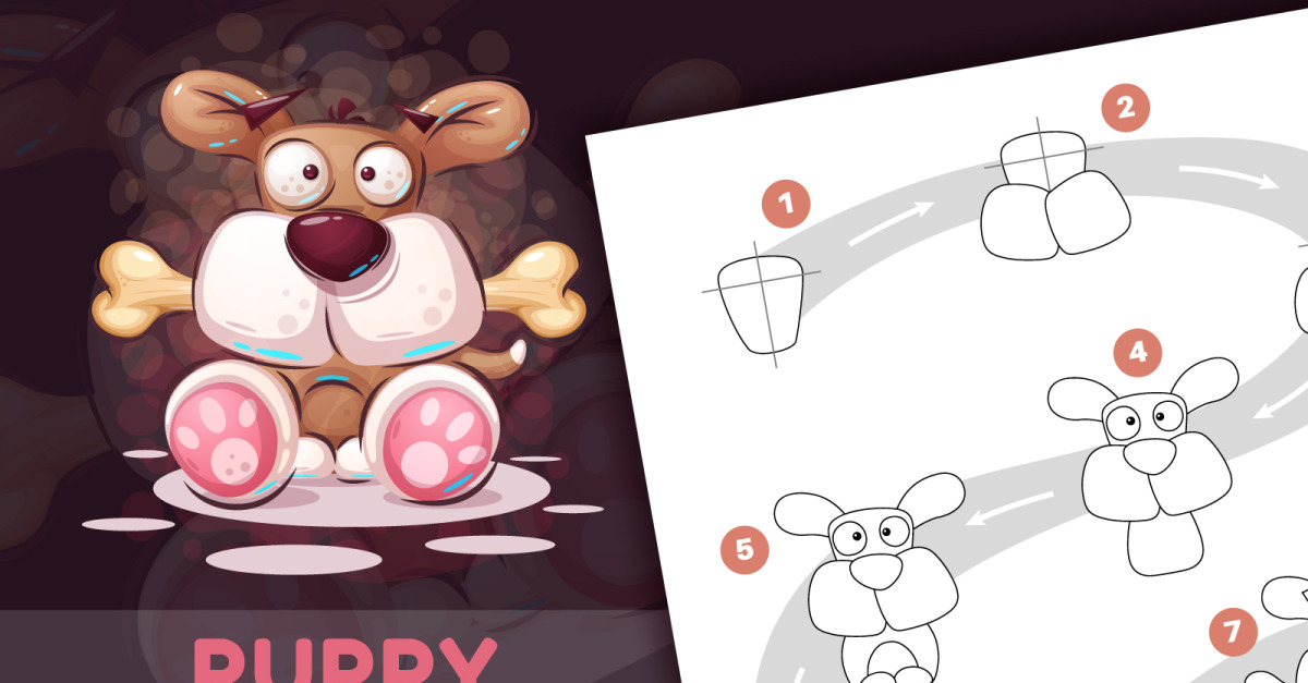 Cómo dibujar un perro paso a paso: lección de dibujo, ilustración gráfica