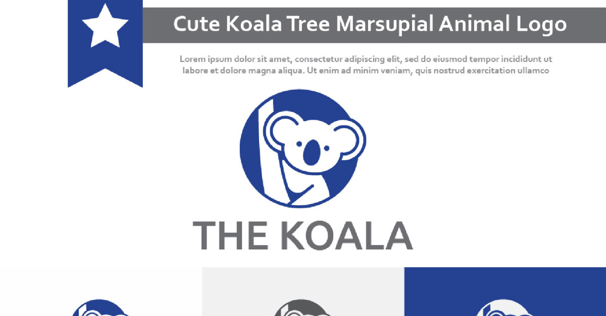 Cute Koala Tree Marsupial Animal Zoo Nature Logo