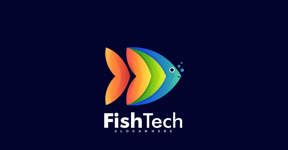 Fish Tech Gradient Colorful Logo #213120 - TemplateMonster