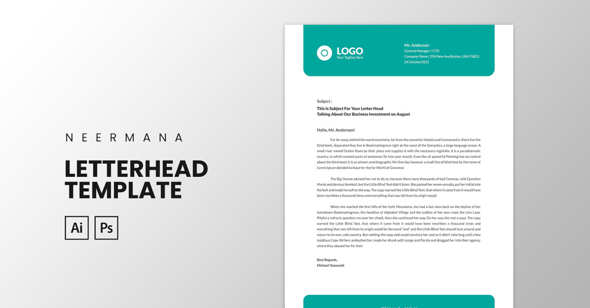 Business Notch Letterhead Template #213280 - TemplateMonster