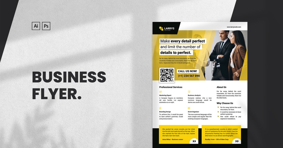 Corporate Yellow Flyer Template #213238 - TemplateMonster