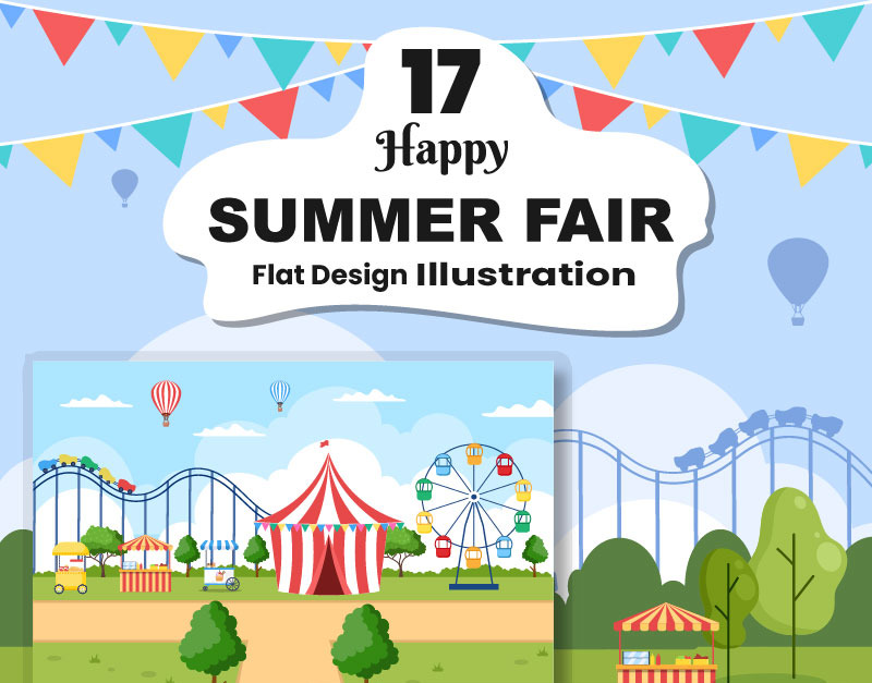 17 Summer Fair Carnival Landscape Playground Illustration