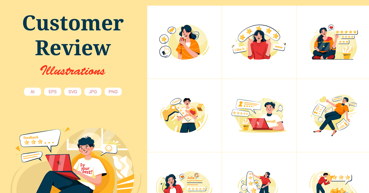 M359 - Customer Review Illustration Pack - TemplateMonster